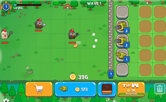 Play Merge Cannon - Chicken Defense - Free online games with Qgames.org